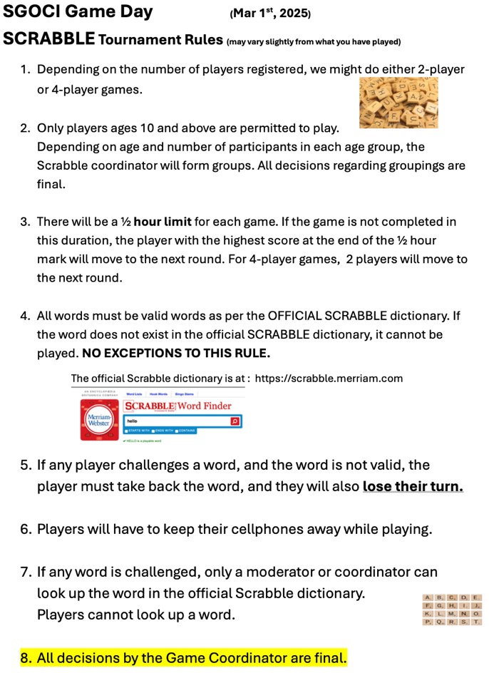 Game Rules for Sports Day – St Gregoriose Orthodox Church of India